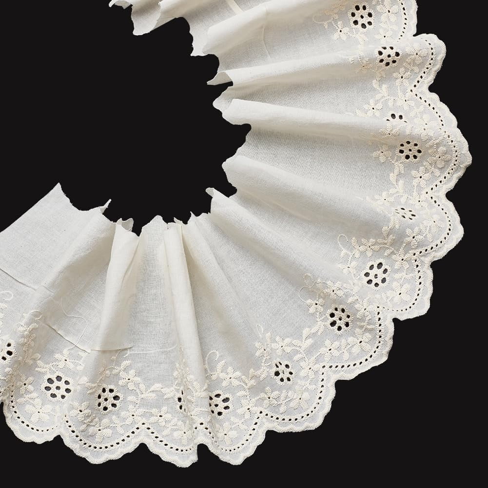1Set 5 Yards Extra Wide Embroidered Lace 6inchs Wide Cotton Lace Sewing ...