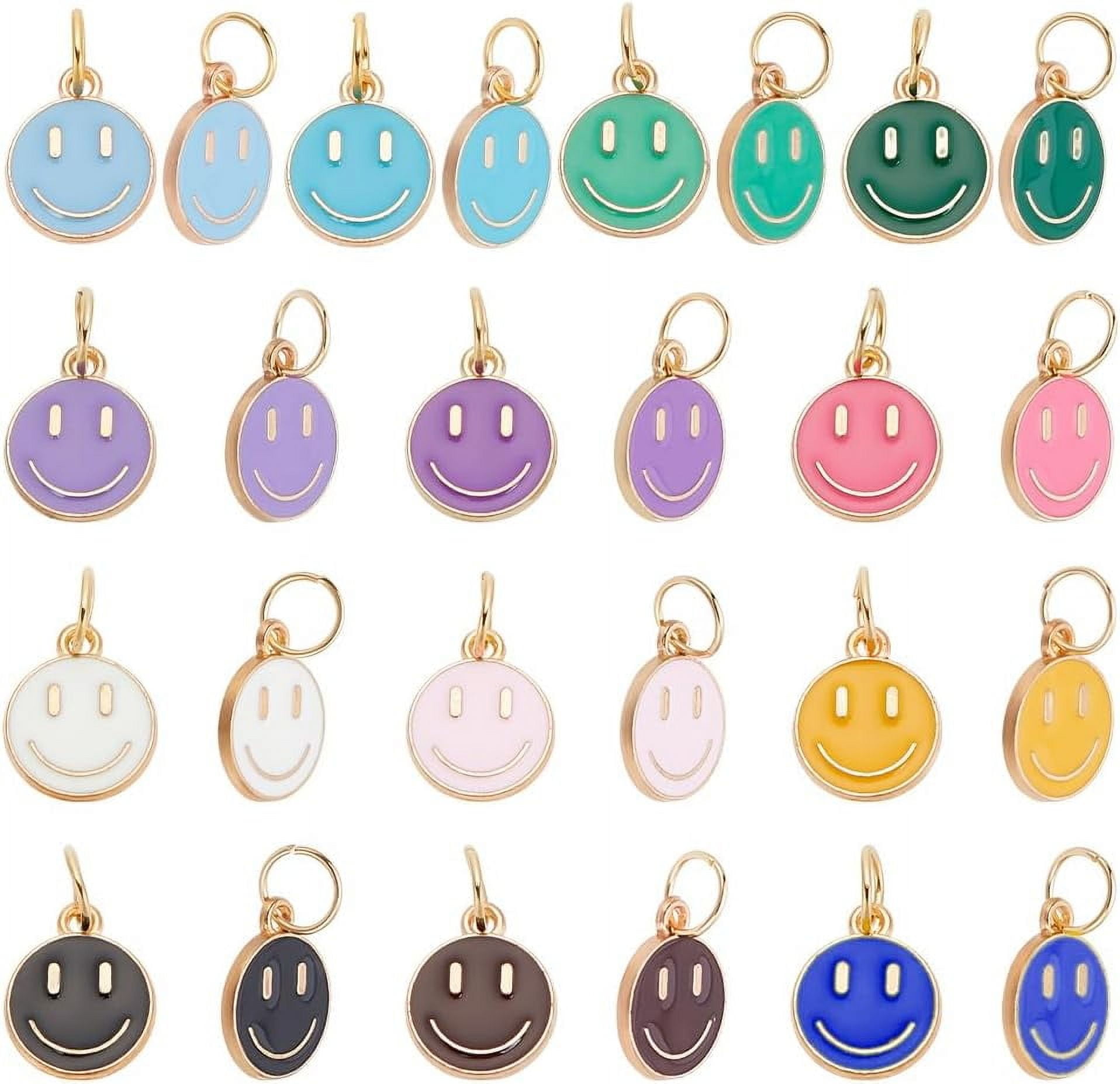 1Set 52 Pcs 13 Colors Alloy Enamel Happy Face Pendants colorful Smiling ...