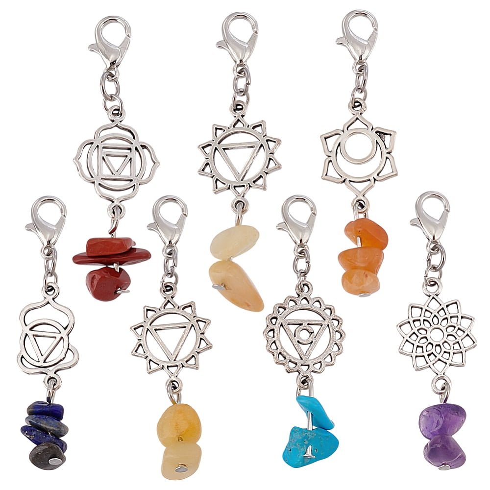 1Set 56Pcs 7 Styles Natural & Gemstone Pendant Decorations with Alloy ...