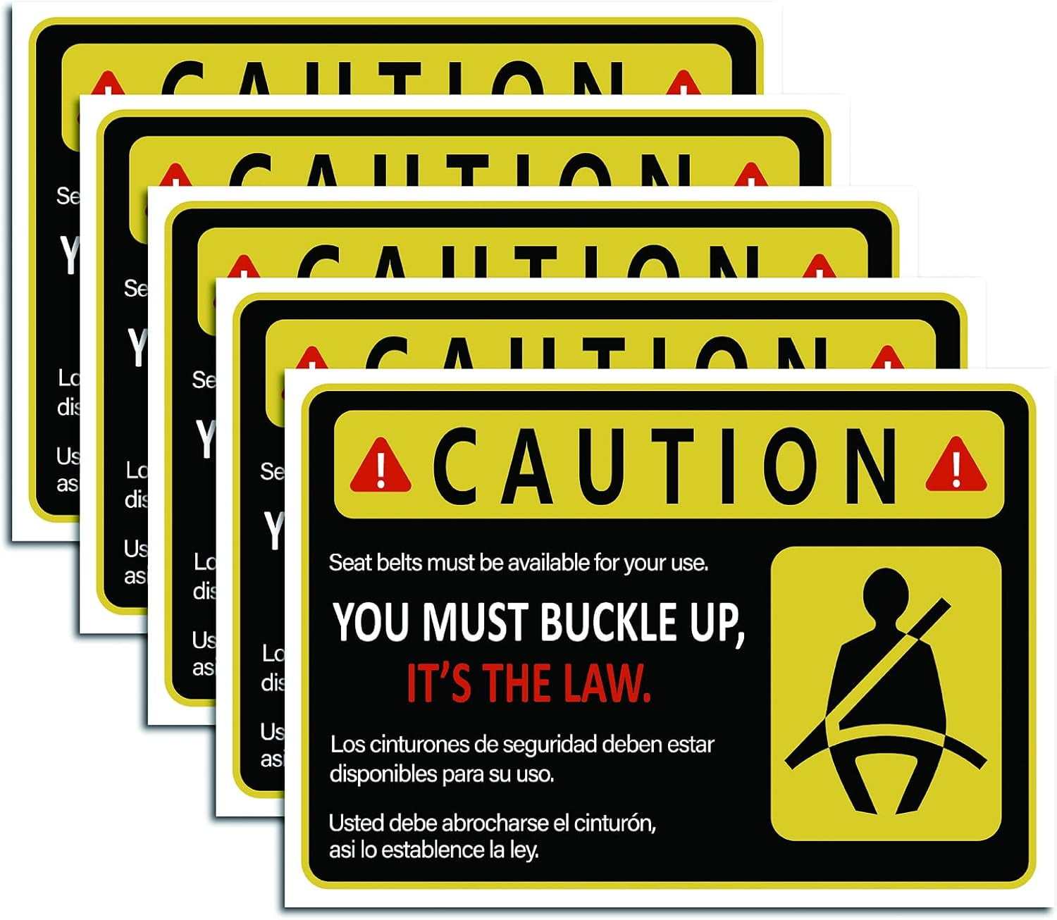 1Set 5PCS Buckle Up Warning Sign Taxi Safety Notice Sign Security Self ...