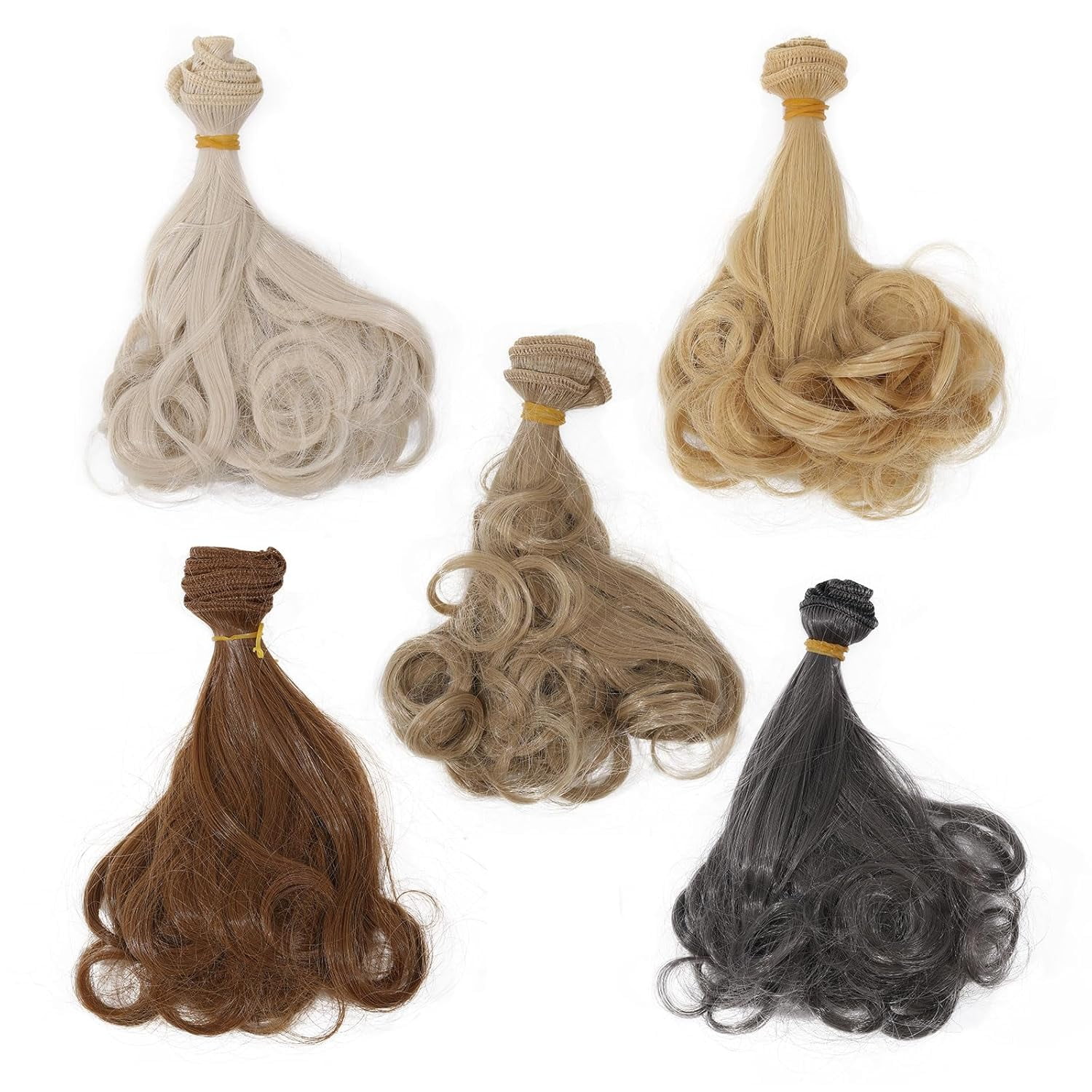 1Set 5Pcs 5 Colors Doll Curly Wigs 100cm/40inch Doll Hair Extension ...