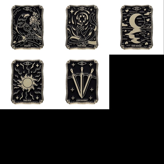 1Set 5Pcs 5 Styles Tarot Card Enamel Pins Alloy Brooch Gothic Style ...