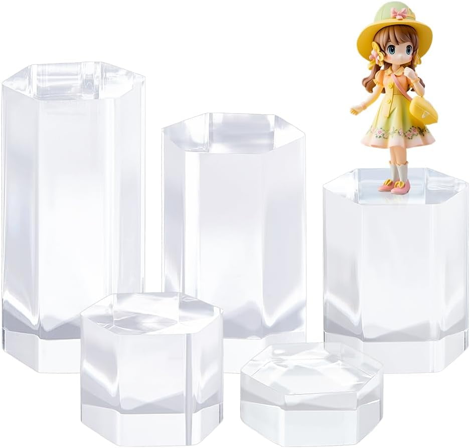 1Set 5Pcs Acrylic Blocks Clear Hexagon Display Pedestals Display Blocks ...