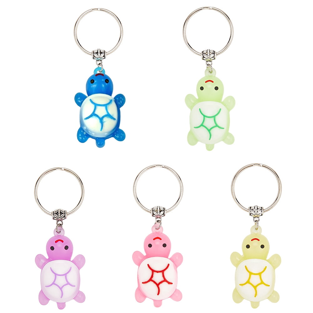 1Set 5Pcs Luminous PVC Pendants Keychains with Iron Split Key Ring ...