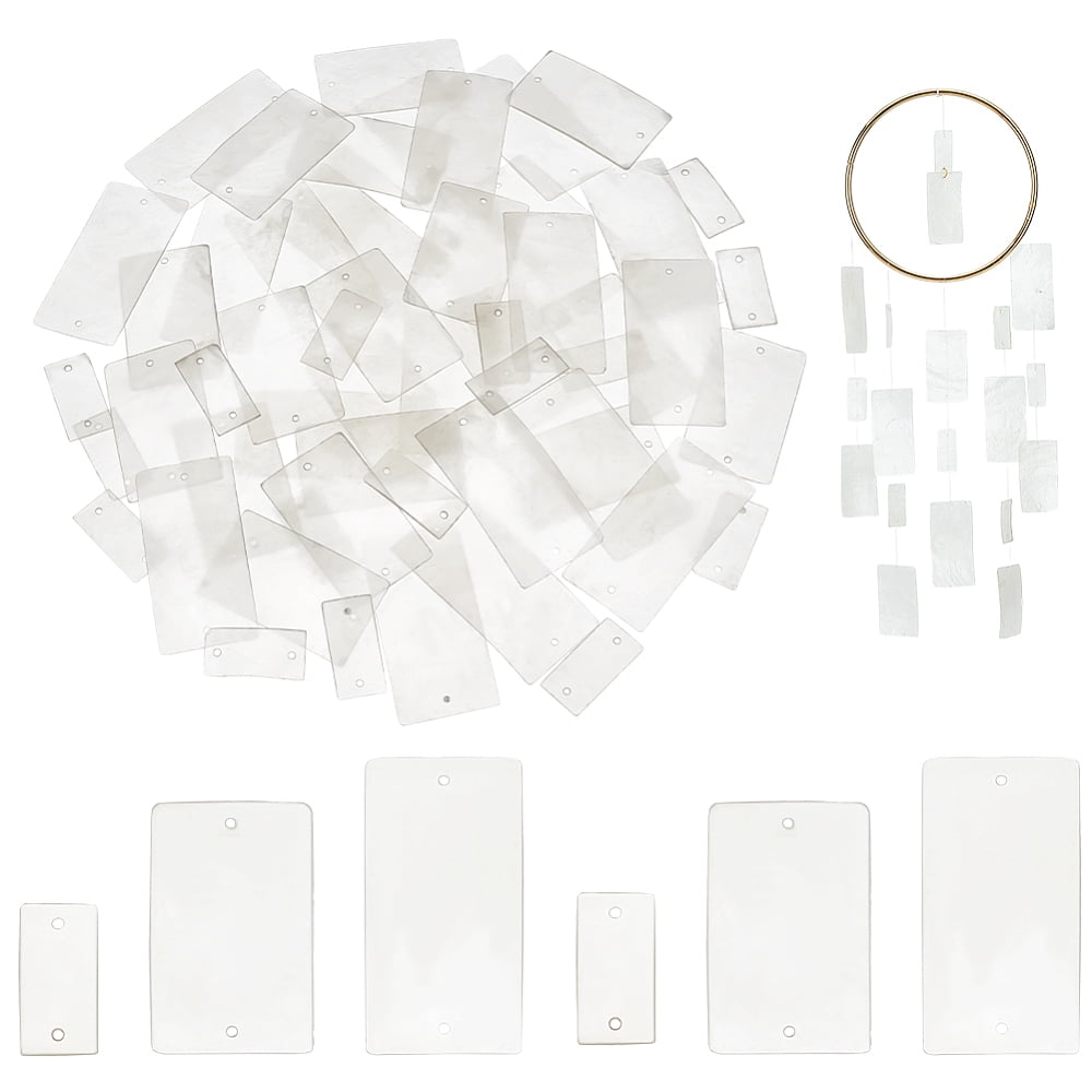1Set 60Pcs 3 Styles Natural Shell Connector Charms Rectangle Slice ...