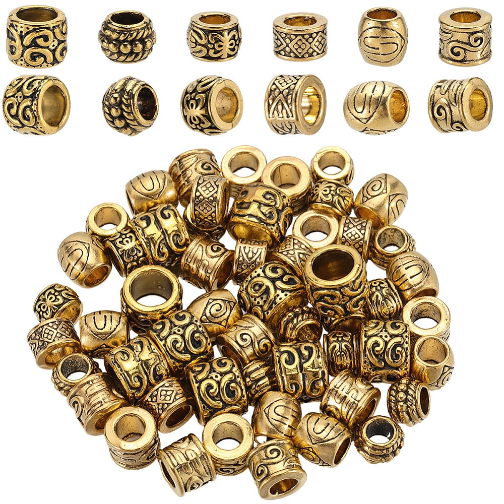 1Set 60Pcs 6 Styles Tibetan Style Alloy European Beads Large Hole Beads ...