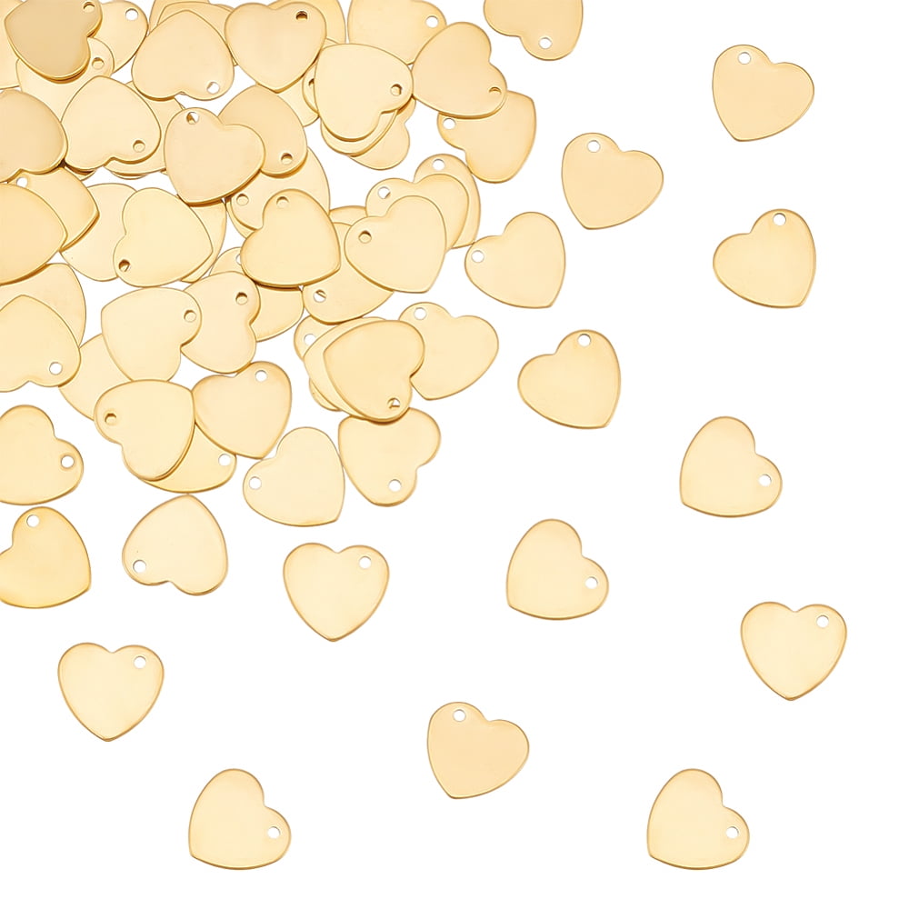 1Set 60Pcs Ion Plating(IP) 201 Stainless Steel Charms Heart Charms Real ...