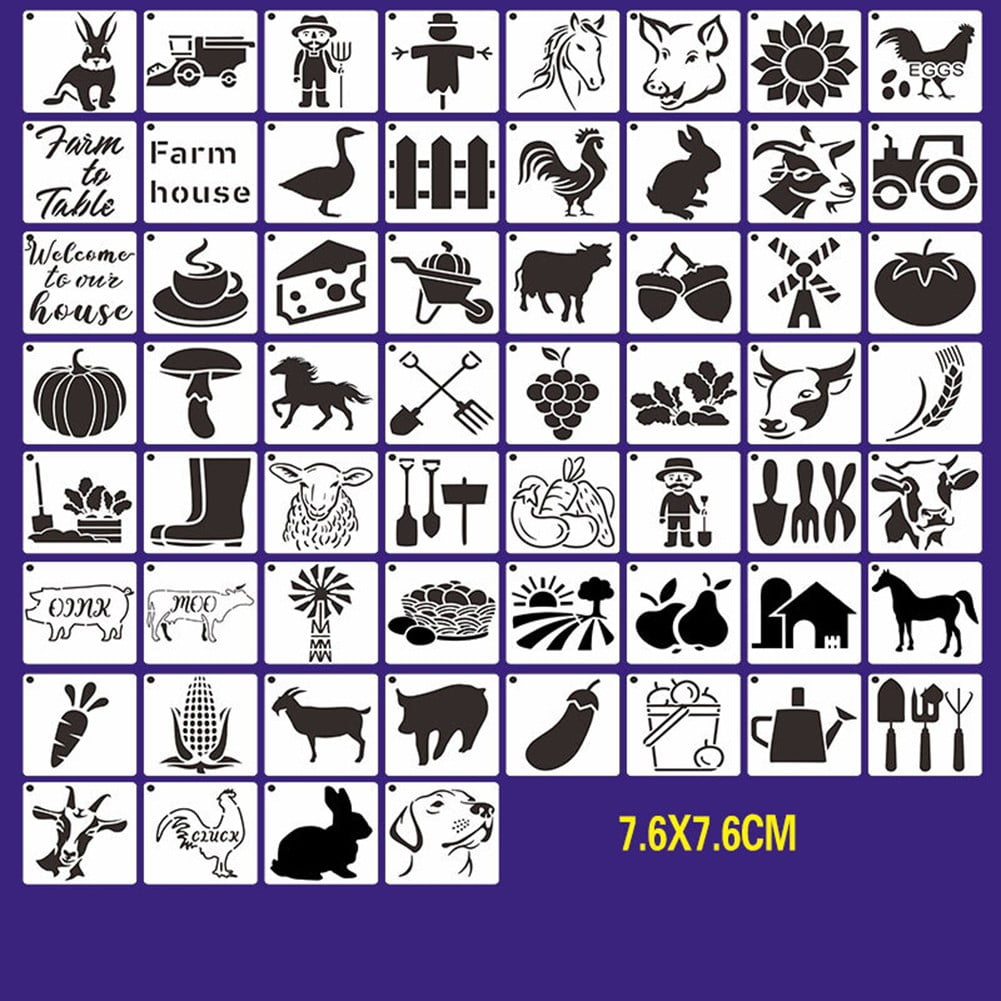 1Set/60Pcs Reusable Stencils Painting For Wood ,Wall Diy Craft Template ...