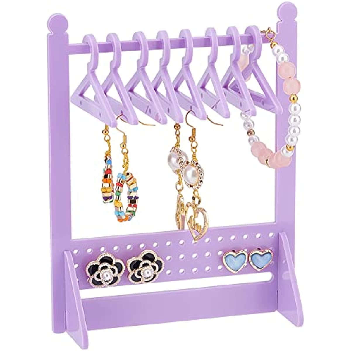 1Set 64 Holes Acrylic Earring Holder Rack with Mini Hangers Unique ...