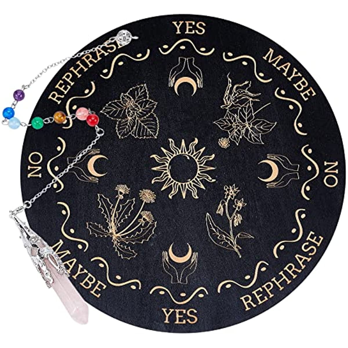 1Set 7.8" Witch Pendulum Board Wooden Dowsing Planchette with Rose ...