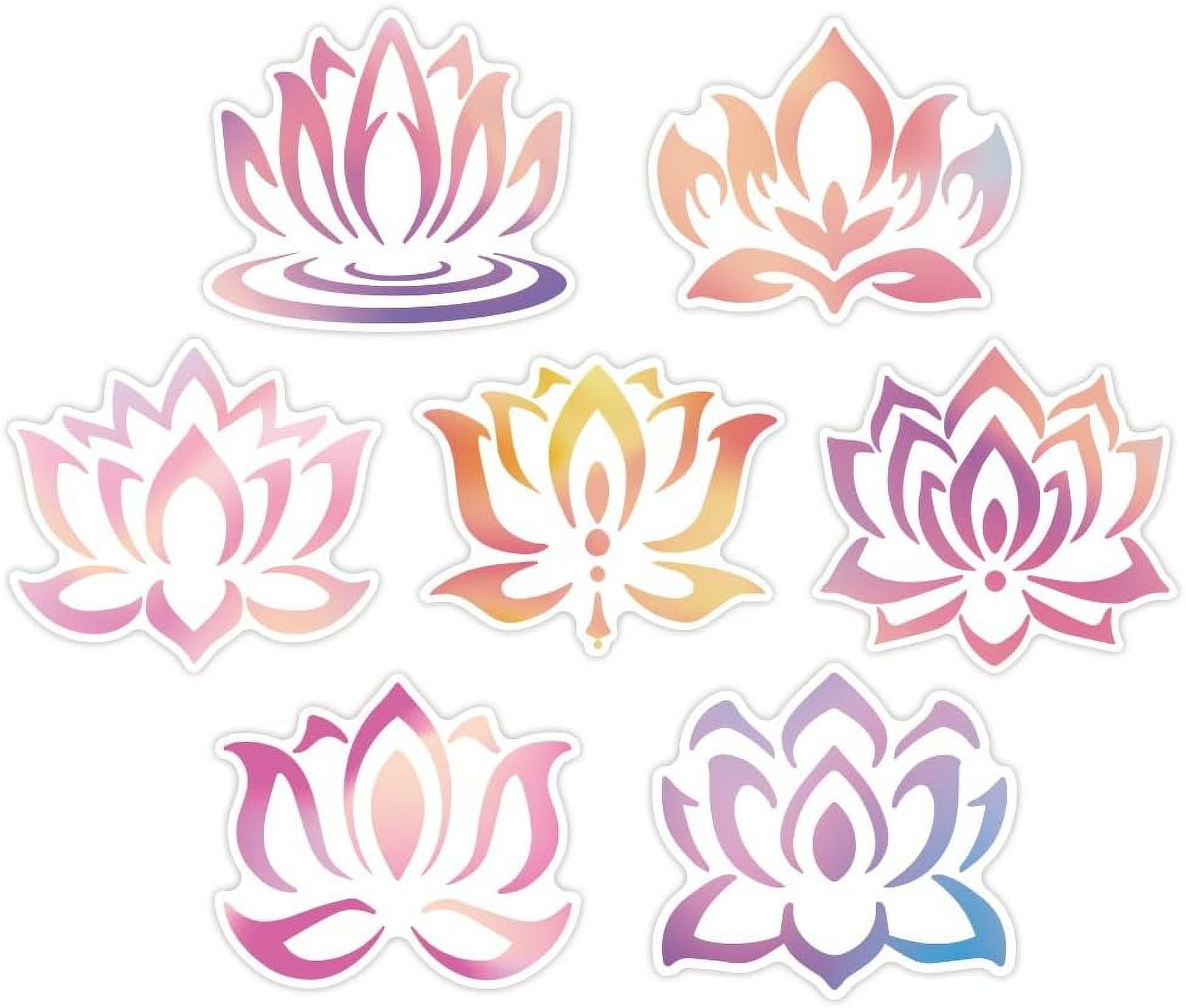 1Set 7 Styles Pink Lotus Flower Car Decals 3D Flower Car Stickers ...