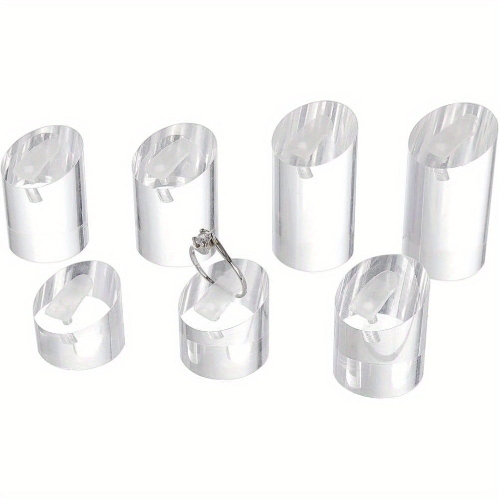 1Set 7 pcs Clear Acrylic Ring Display Stand Column Ring Display Holder ...