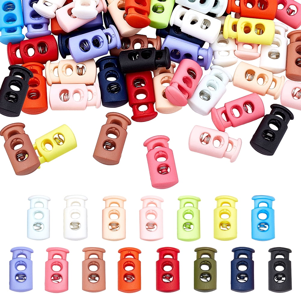 1Set 75Pcs 15 Colors Plastic Spring Cord Lock Stopper Cylinder with ...
