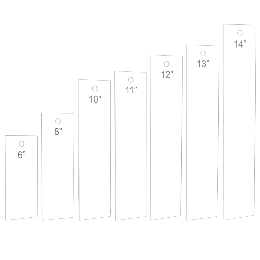 1Set 7PCS Acrylic Ribbon Rulers 6 8 10 11 12 13 14 Inch Rectangle ...