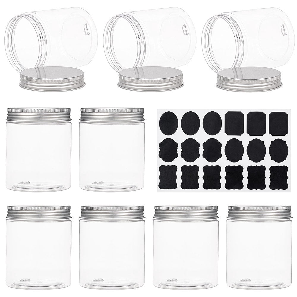 1Set 8 Pack 250ml Clear PET Plastic Storage Containers Jars with ...