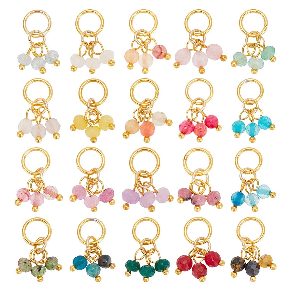 1Set 80Pcs 20 Styles Natural Mixed Gemstone Pendants Facted Gems Charms ...