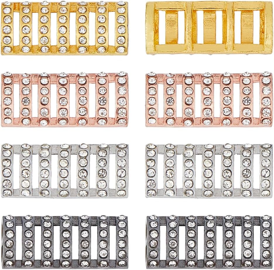 1Set 8Pcs 4 Colors Alloy Rhinestone Watch Band Adapter Connectors Watch ...