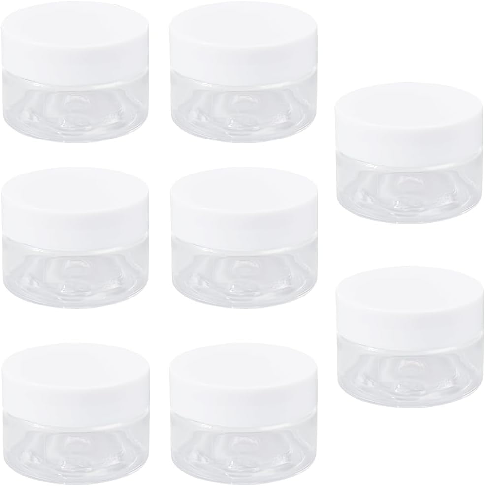 1Set 8Pcs Transparent Plastic Empty Portable Facial Cream Jar ...