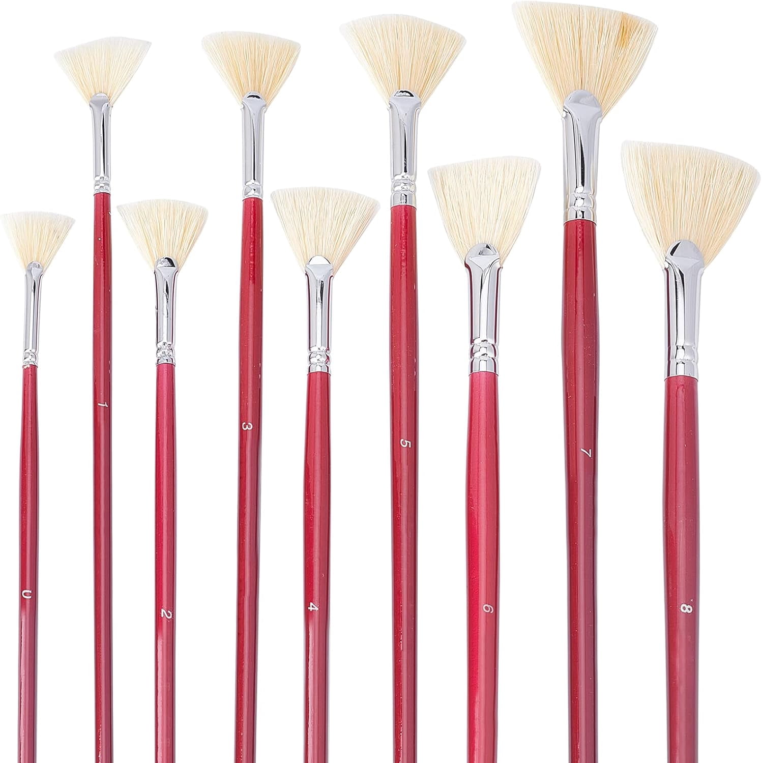 1Set 9Pcs Fan Paint Brushes Set Artist Professional Fan Paintbrushes ...