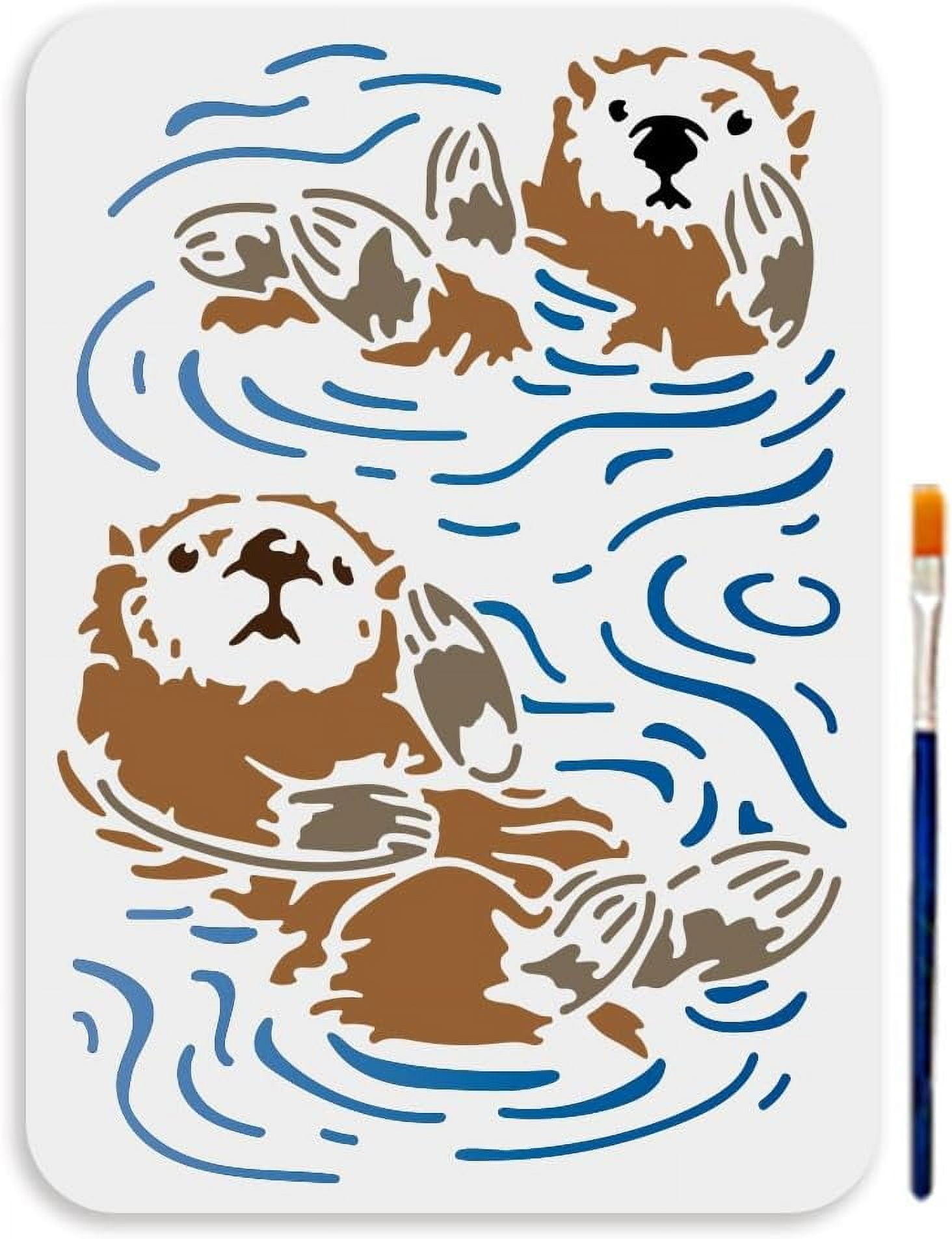 1Set A4 Size Otter Stencil Plastic Floating Sea Otter Template 11.7x8 ...
