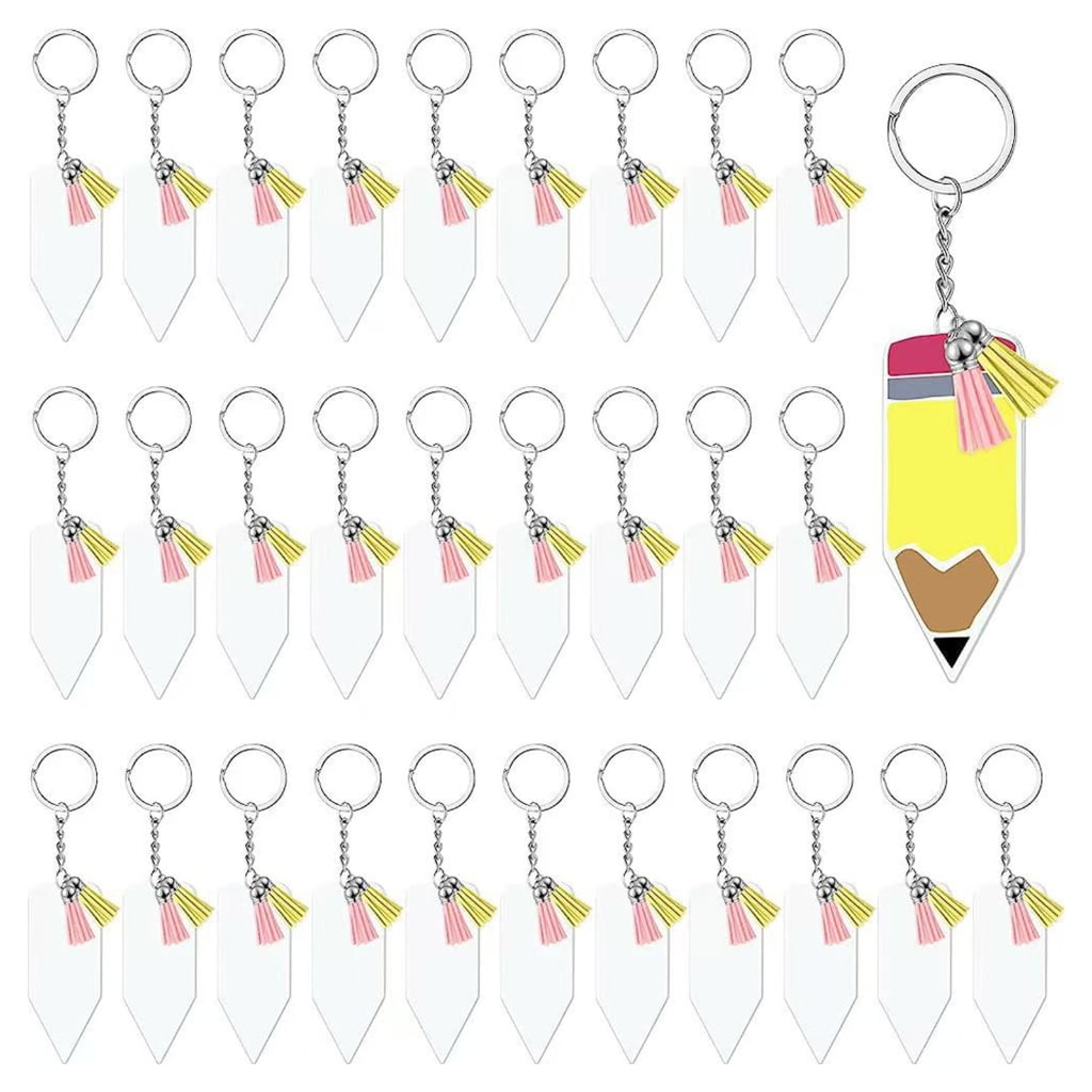 1Set Acrylic Blank Keychain Accessories Pencil Blank Jump Rings Tassels ...