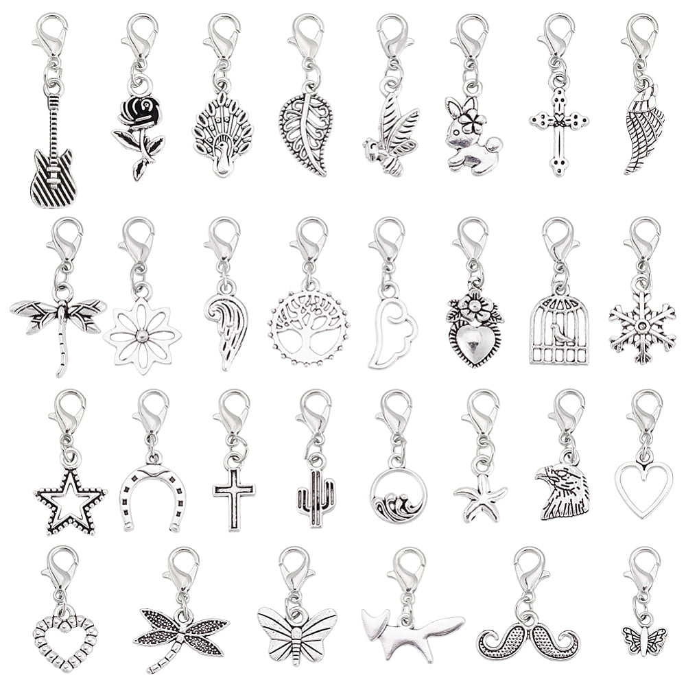 1Set Alloy Pendant Decorations with Lobster Claw Clasps Mixed Shapes ...