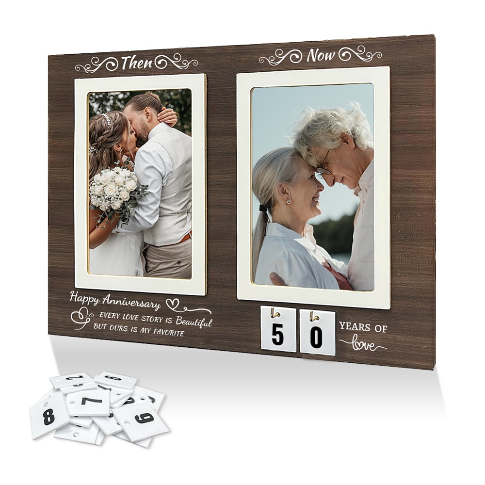 1Set Anniversary Rectangle Wood Photo Frames with Acrylic Windows and ...