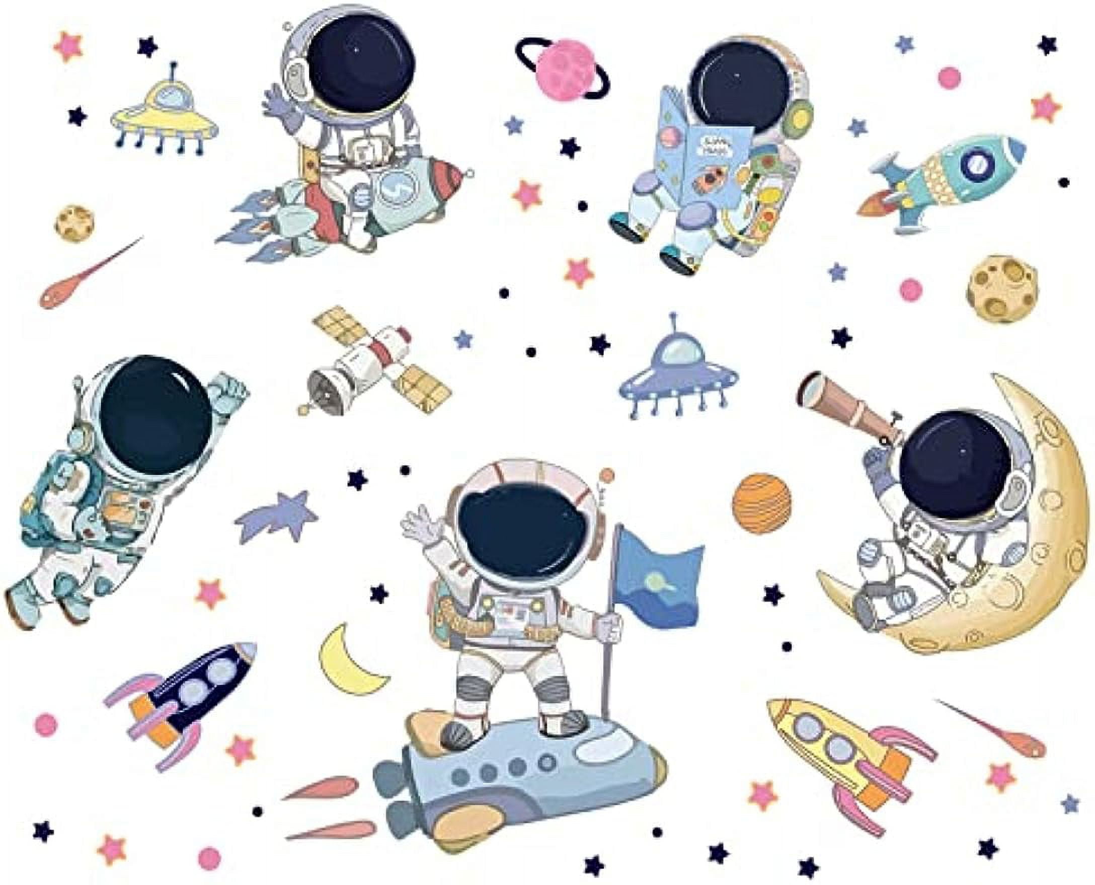 1Set Astronaut Wall Decals Space Stars Moon Rocket Wall Stickers for ...