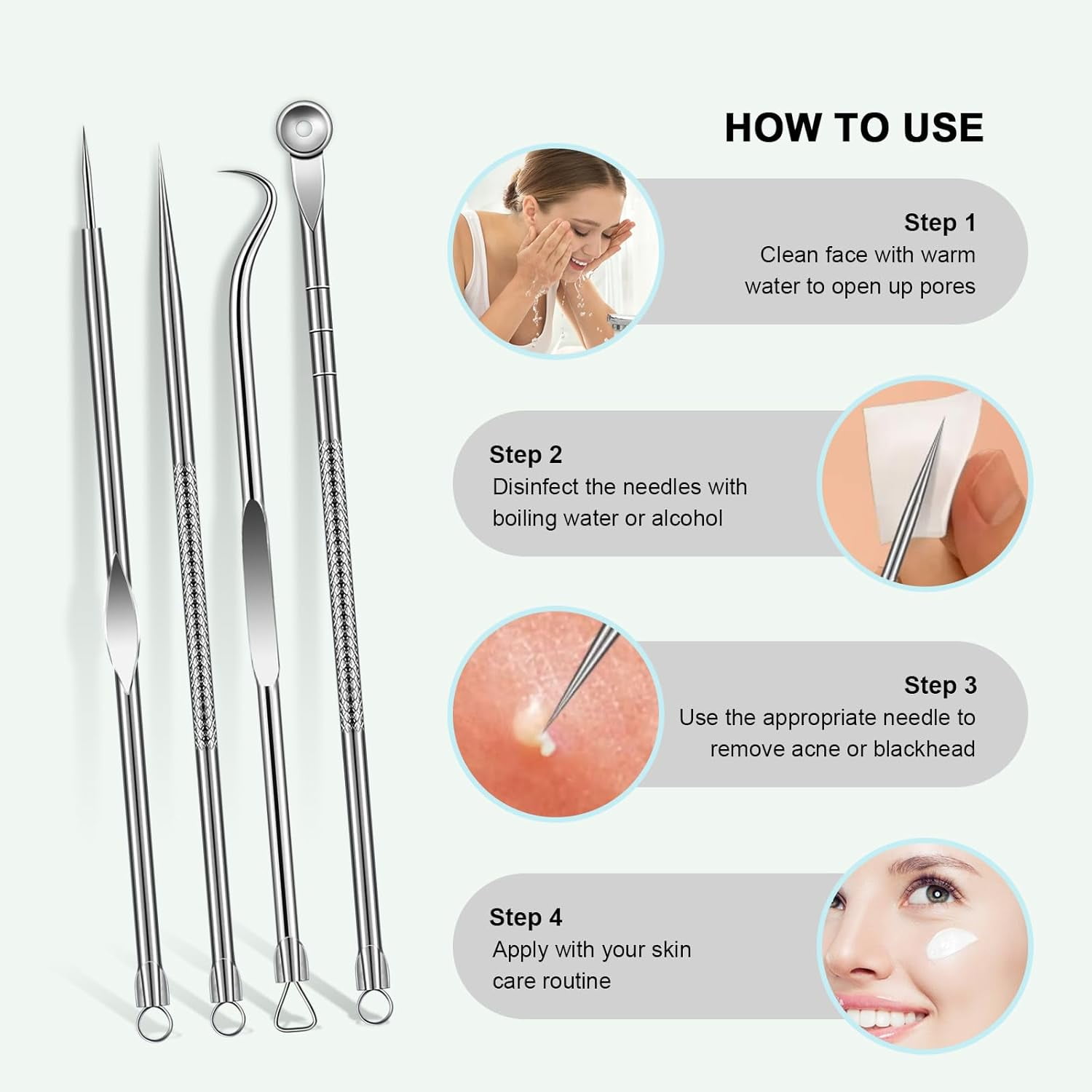 1Set Blackhead Removal Tool, Pimple Popper Extractor Tool Kit, Used for ...