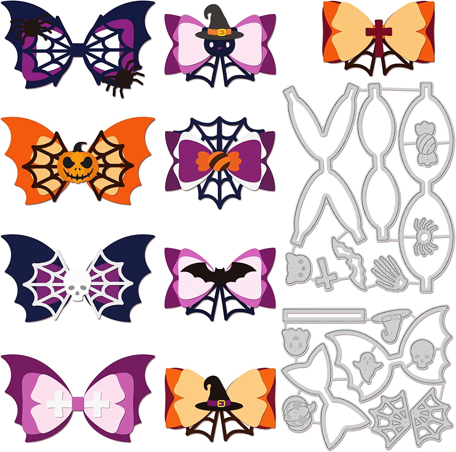 1Set Bows Die Cuts Pumpkin and Bat Bow Embossing Template Mould ...
