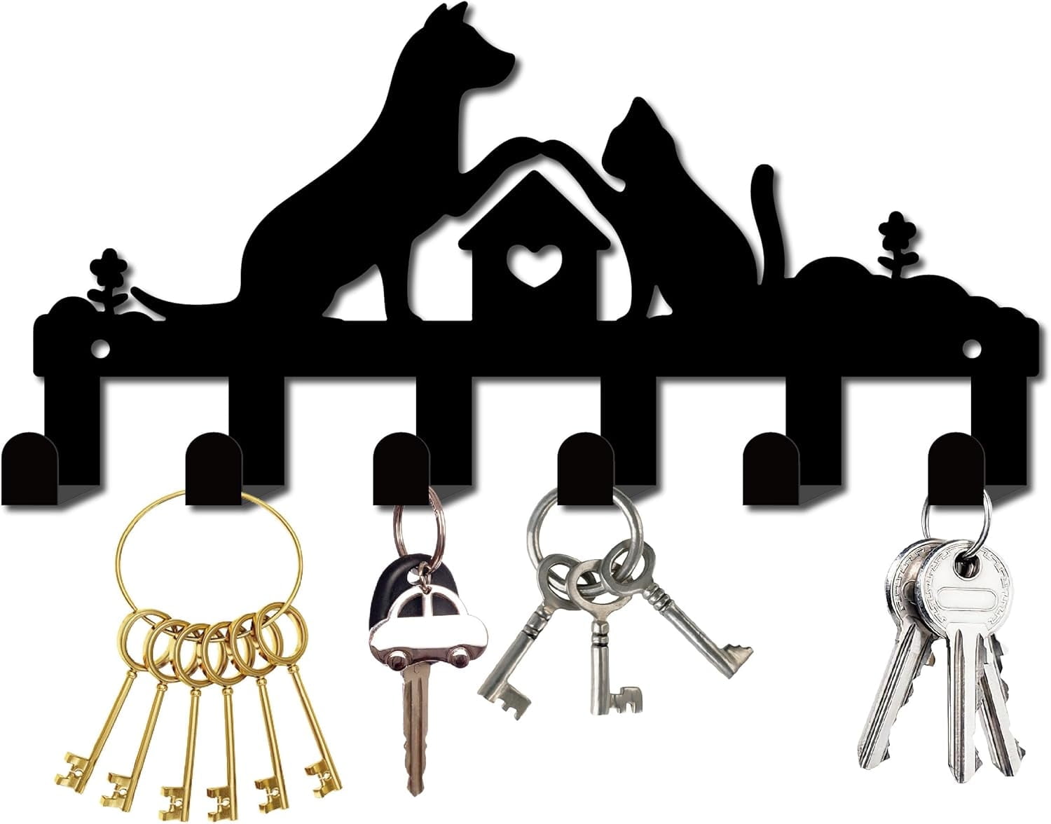 1Set Cat Key Holder Key Hanger Racks Wall Mounted Key Organizer Metal ...