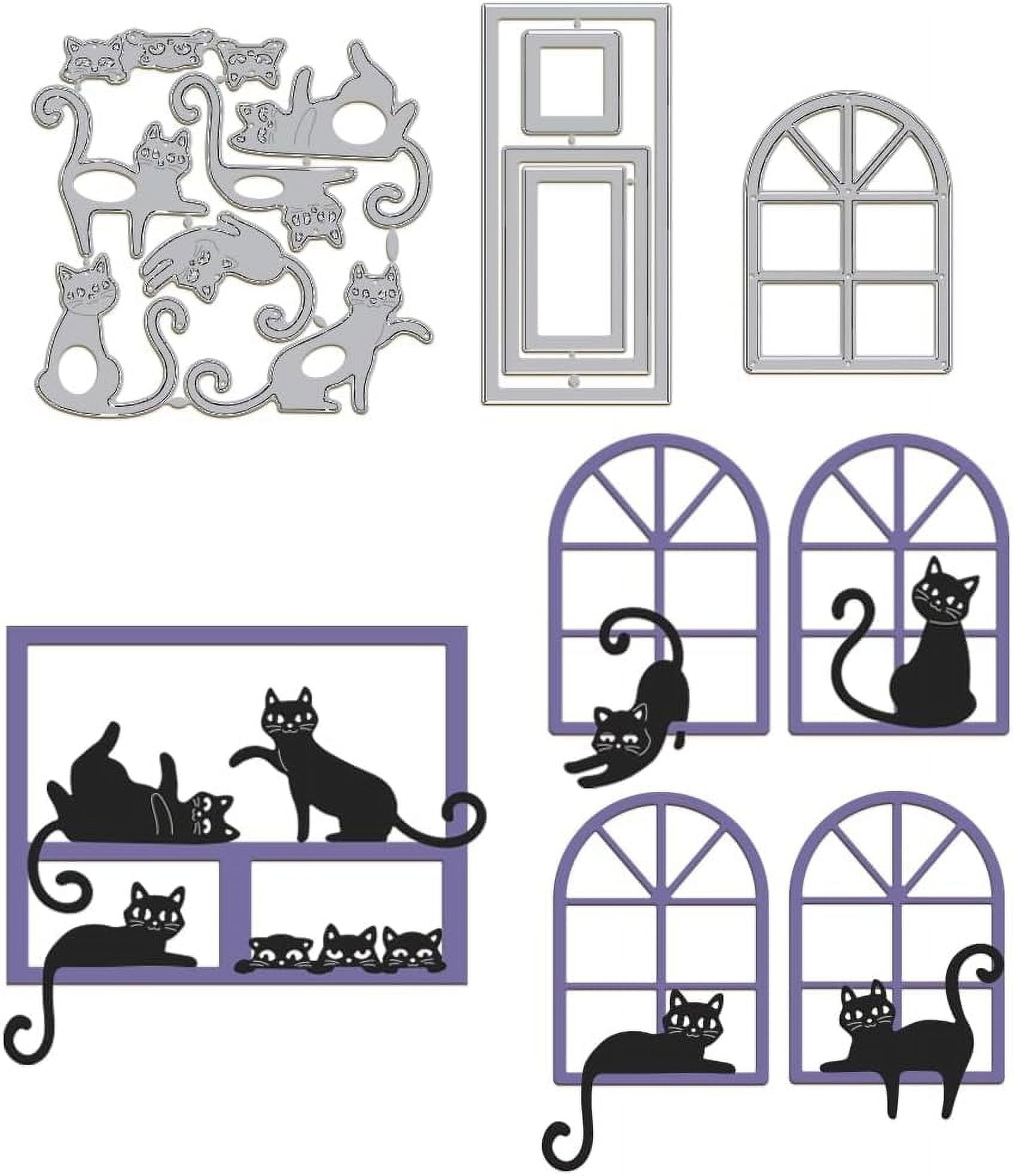 1Set Cats Window Cutting Dies for Card Making Metal Cats Window Frame ...