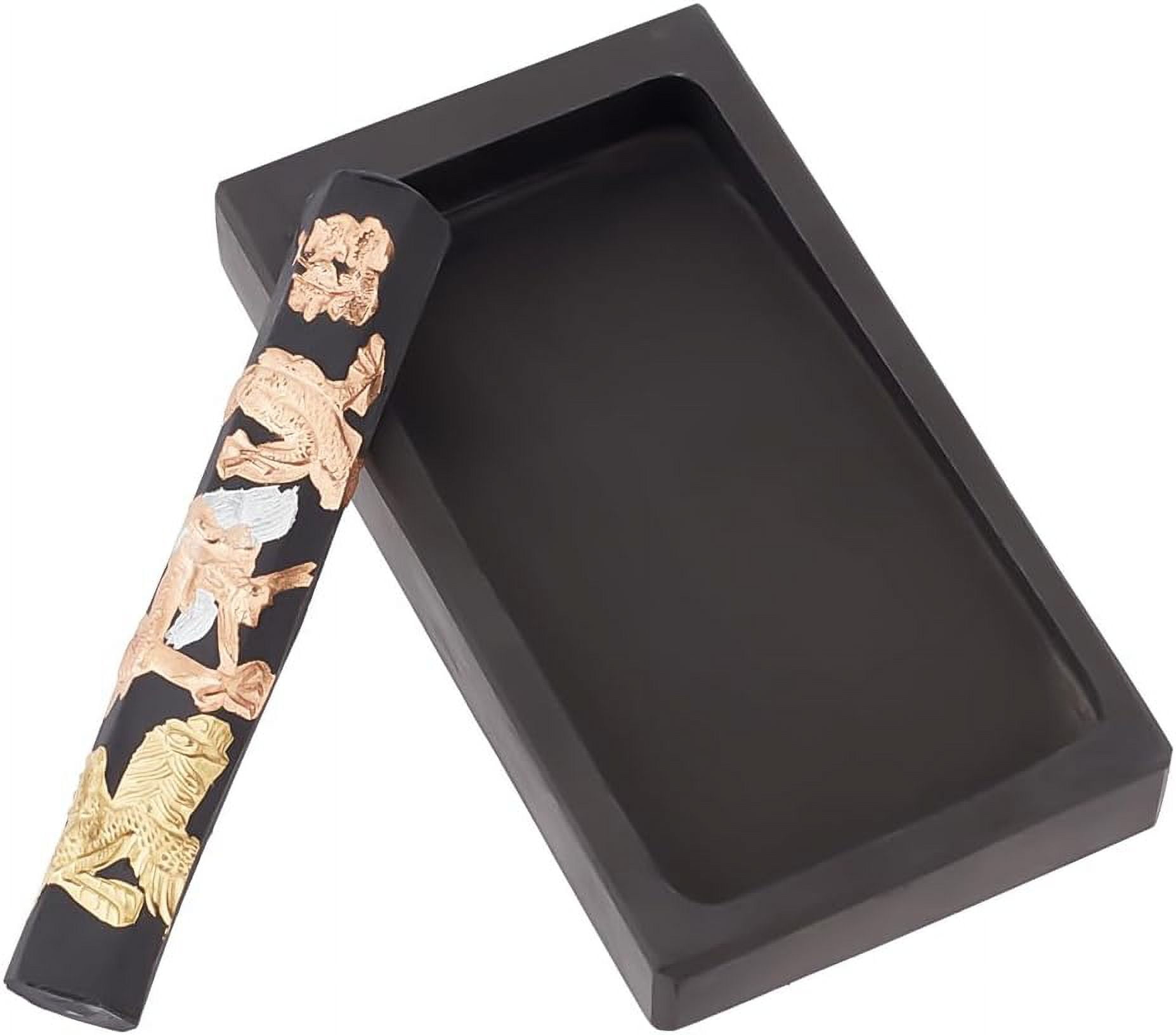 1Set Chinese Calligraphy Inkstone with Ink Stick Rectangle Dragon ...