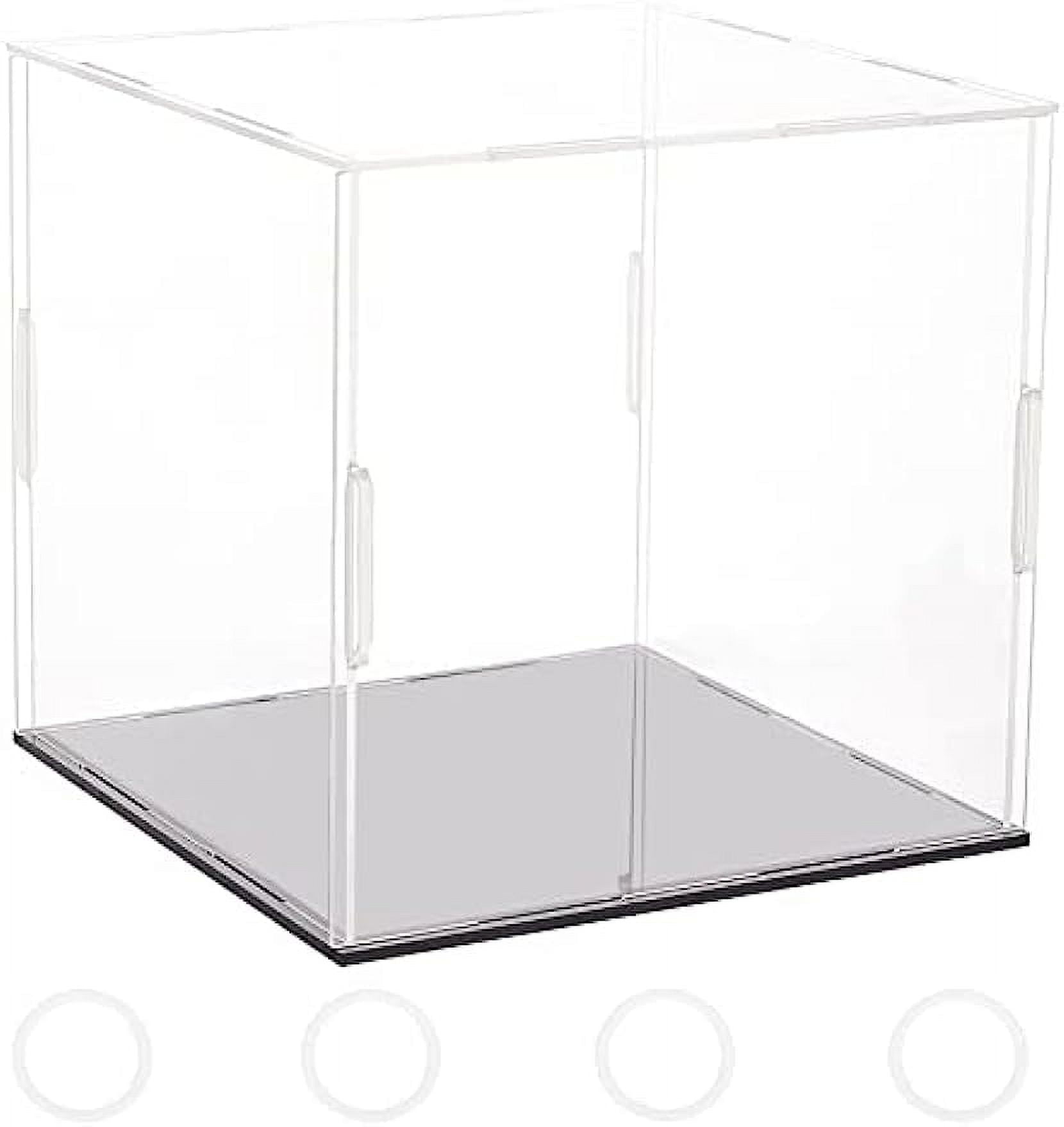 1Set Clear Display Case with Black Base 4 Pcs Rubber Rings 6x6x6 Inch ...