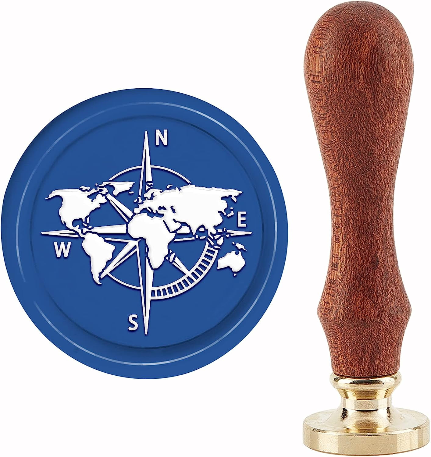 1Set Compass Wax Seal Stamp World Map Sealing Wax Stamps 30mm Retro ...