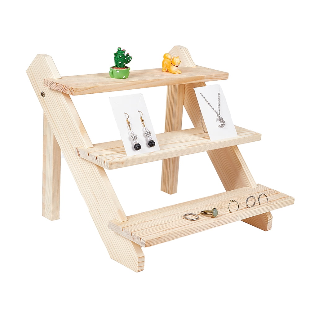 1Set DIY 3 Tier Stair Style Pine Wooden Plant Stand Kit Garden Display ...
