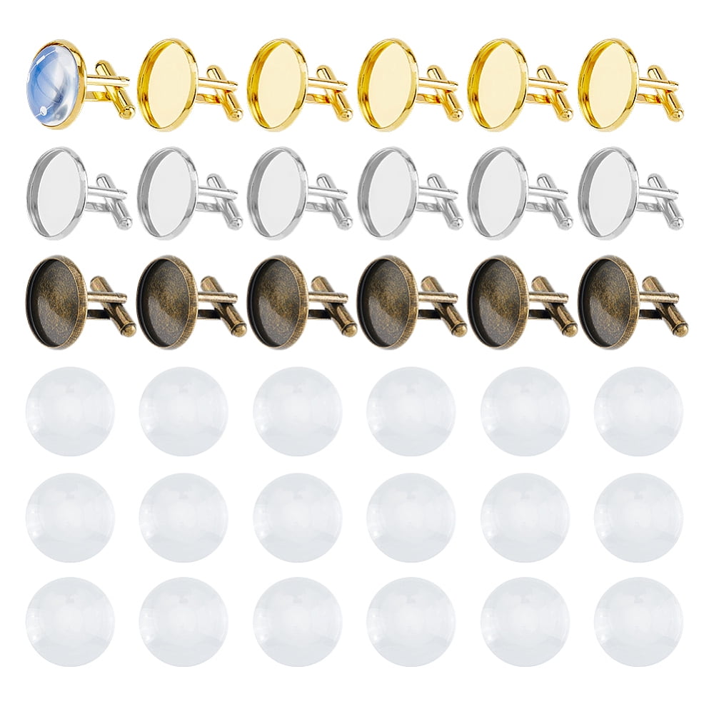 1Set DIY Blank Dome Brass Cufflink Making Kits Mixed Color Cuff Button ...