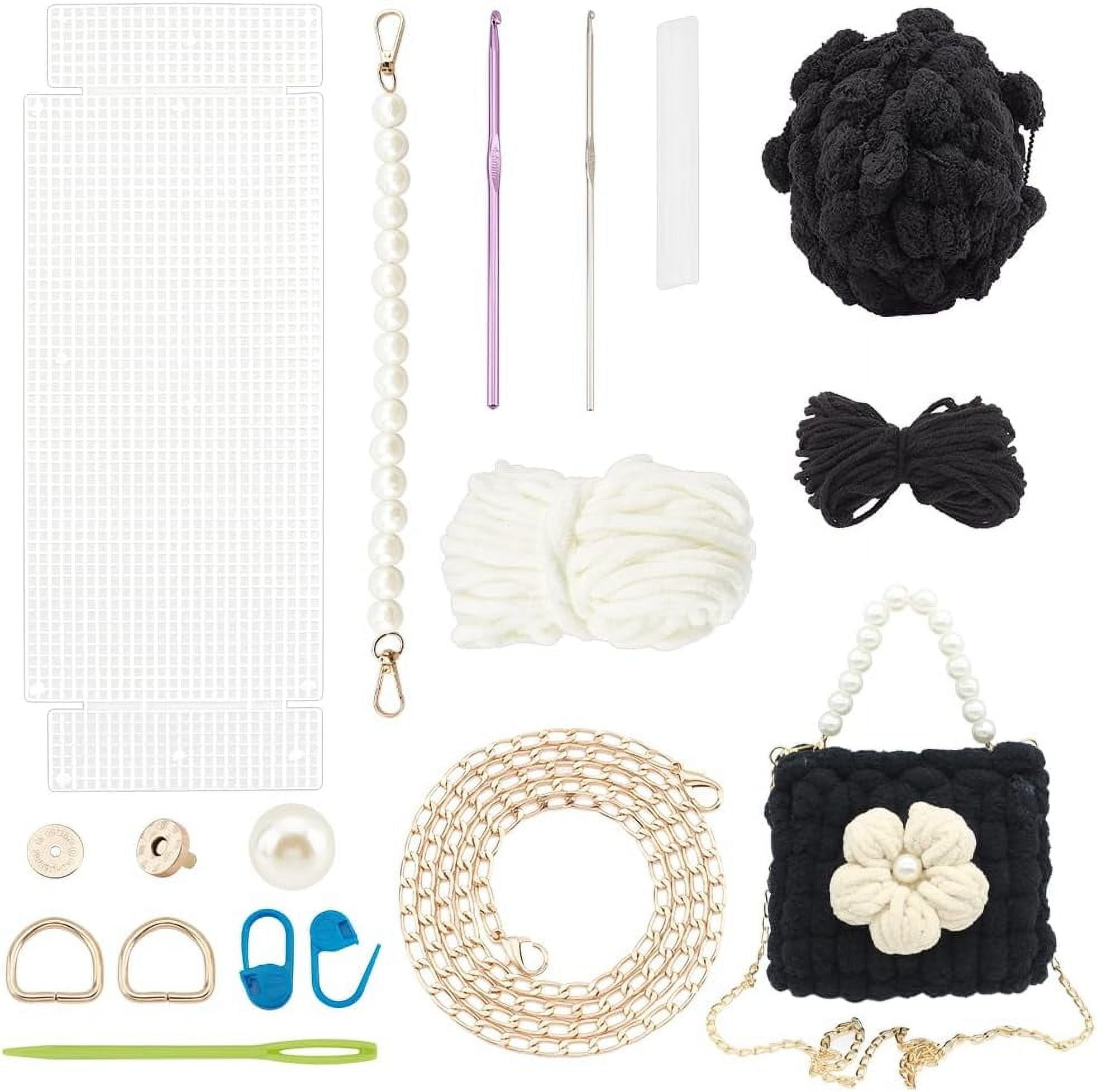 1Set DIY Crochet Handbag Making Kit Hand-Knit Woven Tote Bag Making Kit ...