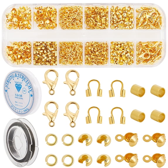 1Set DIY Jewelry Finding Making Kits including Brass Crimp Beads Covers ...