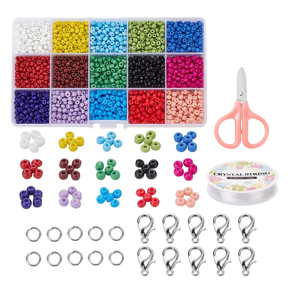 1Set DIY Jewelry Sets with Glass Beads Elastic Crystal Thread Iron Jump ...