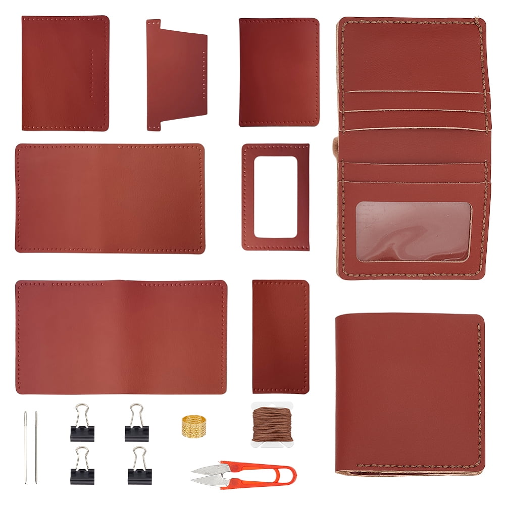 1Set DIY Leather Men's Wallet Making Kits including Fabrics Thread ...
