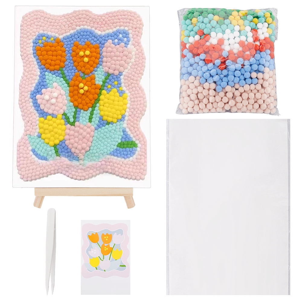 1Set DIY Soft Balls Painting Kit for Children with Pompom & Wood ...