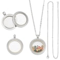 1Set DIY Stainless Steel Glass Photo Living Memory Floating Locket ...