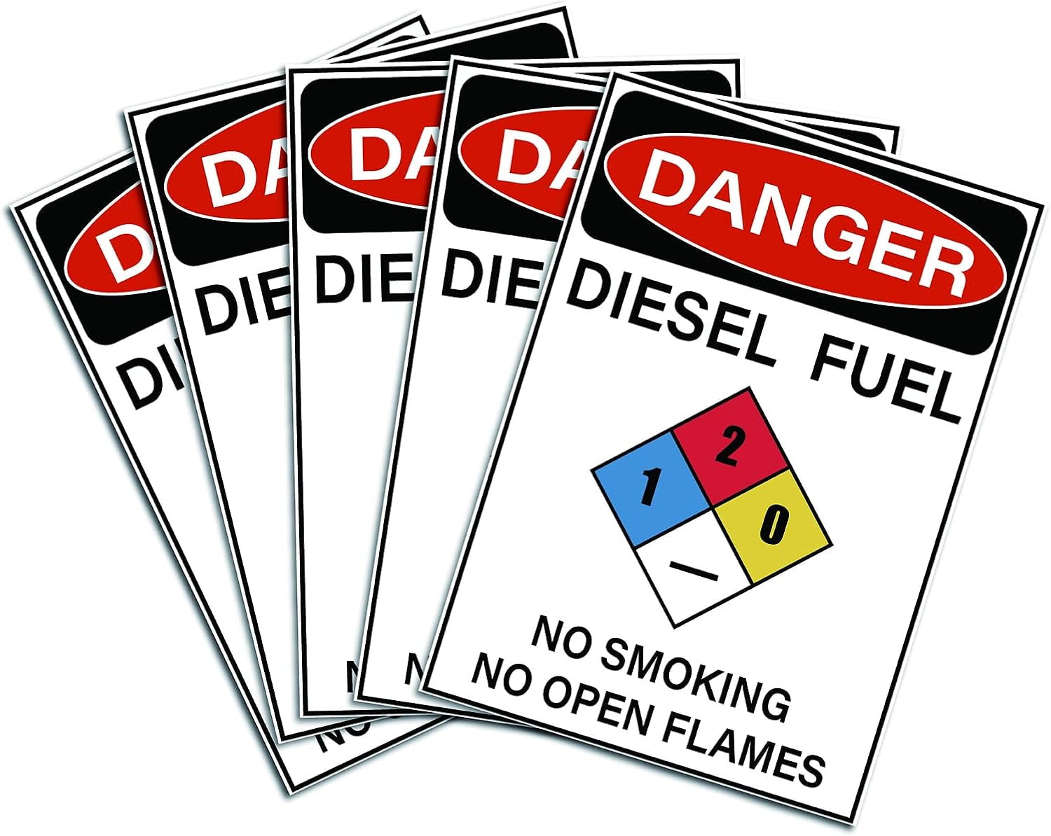 1Set Danger Diesel Fuel Sticker 5-Pack Danger Diesel Fuel No Smoking No ...