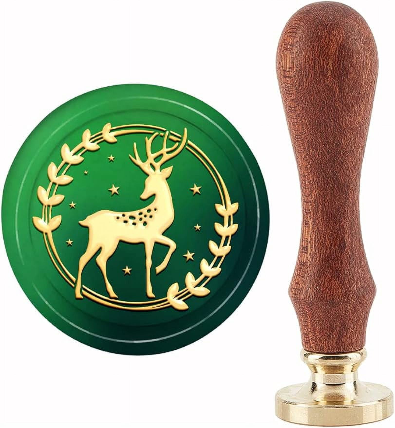 1Set Deer Brass Sealing Wax Seal Stamp Wood Handle 3.5x1.18 inch for ...