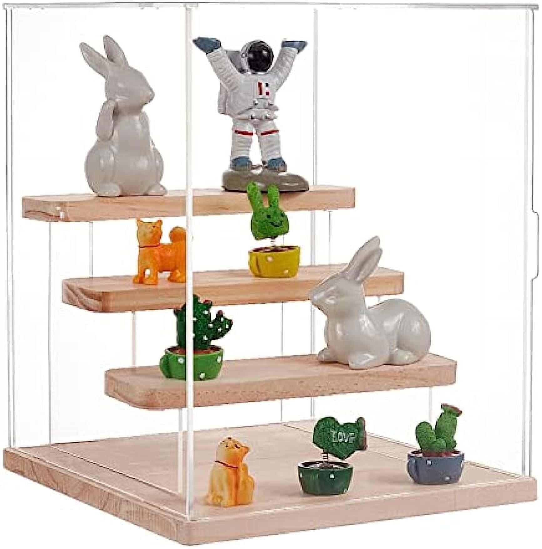 1Set Display Case 4-Layer Transparent Display Box with Wooden Dividers ...