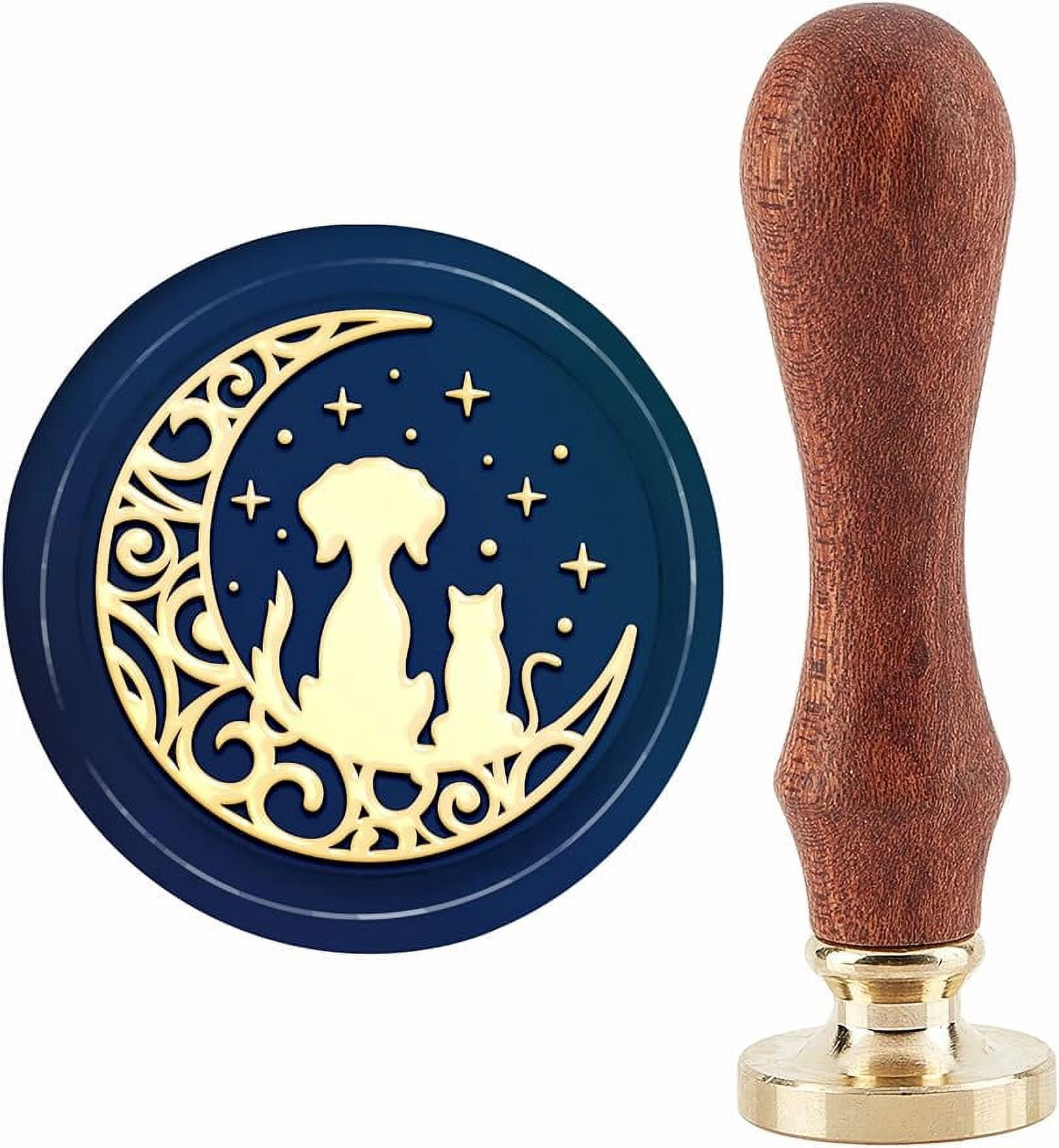 1Set Dog Brass Sealing Wax Seal Stamp Wood Handle 3.5x1.18 inch for ...