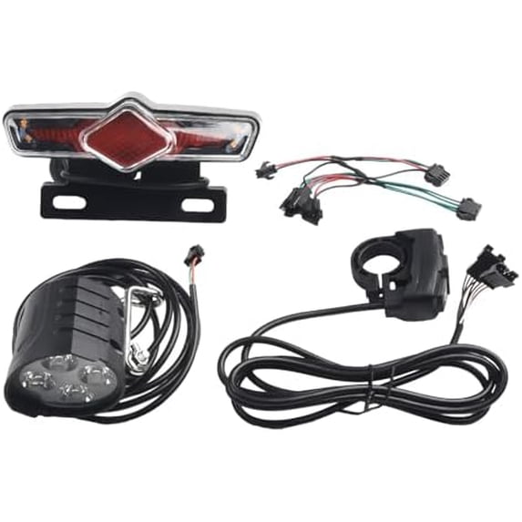 1Set Ebike Headlight and Tail Light Sets, Electric Bike Front Light Rear Light DK336 Switch ...