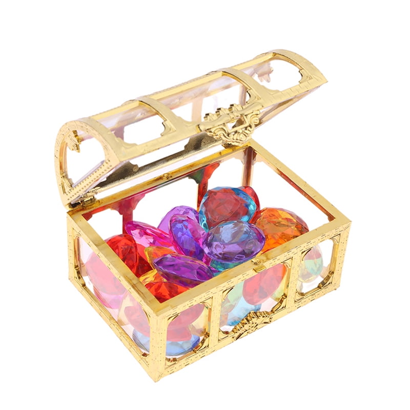 1Set Fake Diamond Crystal Gem Toy Treasure Chest Pirate Acrylic ...