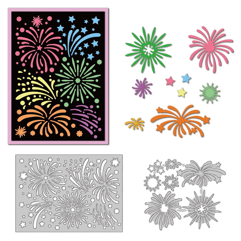 1Set Fireworks Elements Cutting Dies Card Making Die Stencil Carbon ...